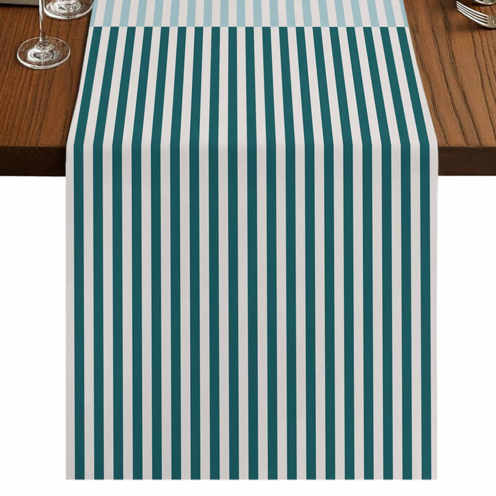 Colorful Stripe 120 Inch Table Runner, Modern Teal Blue Green Vertical ...