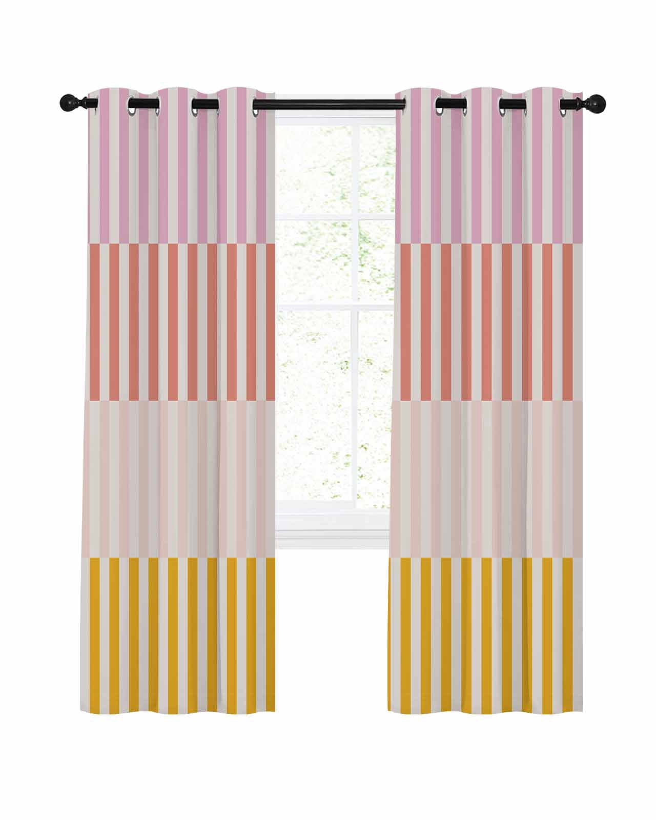 Colorful Stripe Blackout Curtains 39 Inches Long for Bedroom, Modern ...