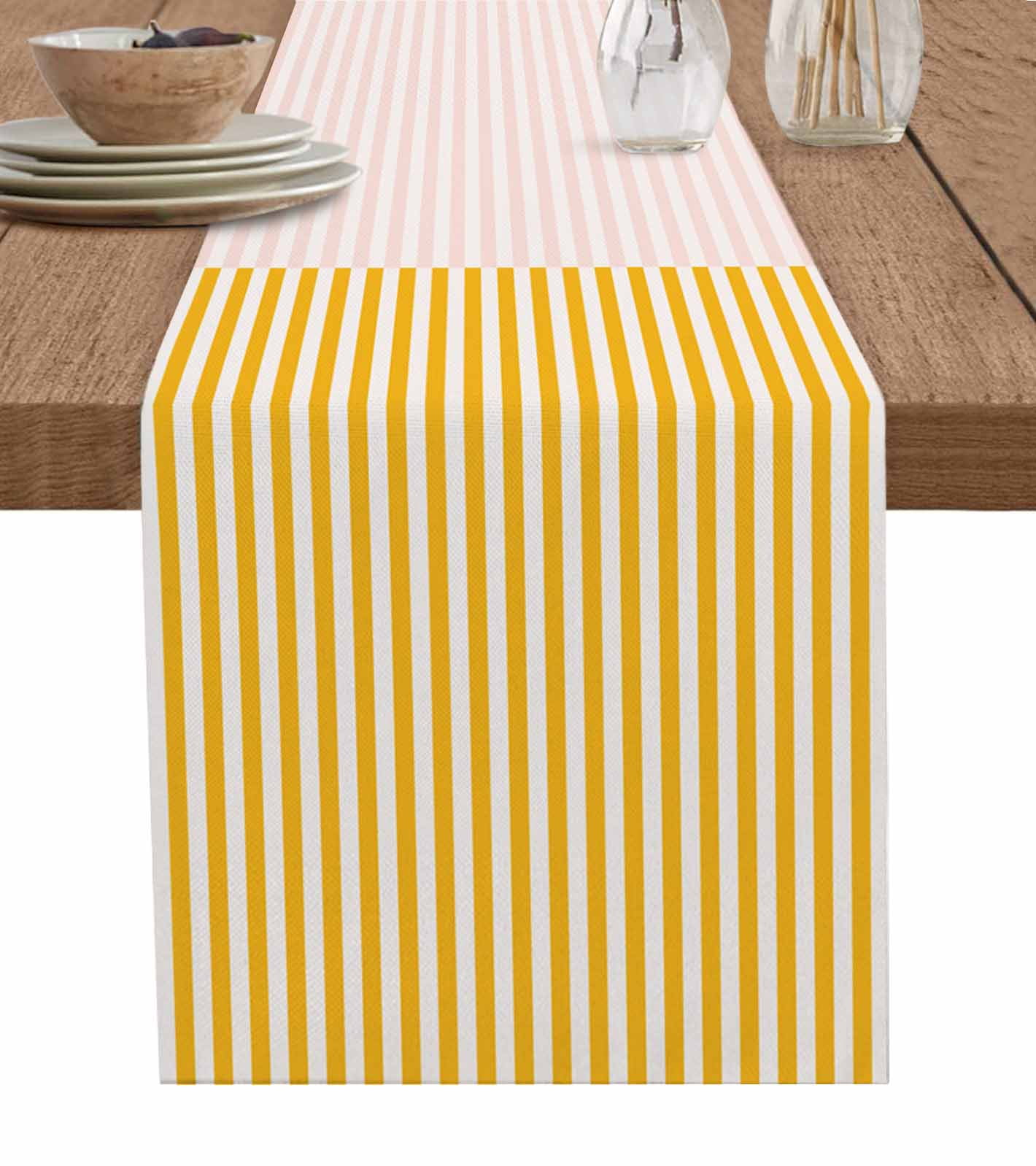 Colorful Stripe Burlap Cotton Table Runner 13x90 Inches Long, Modern ...
