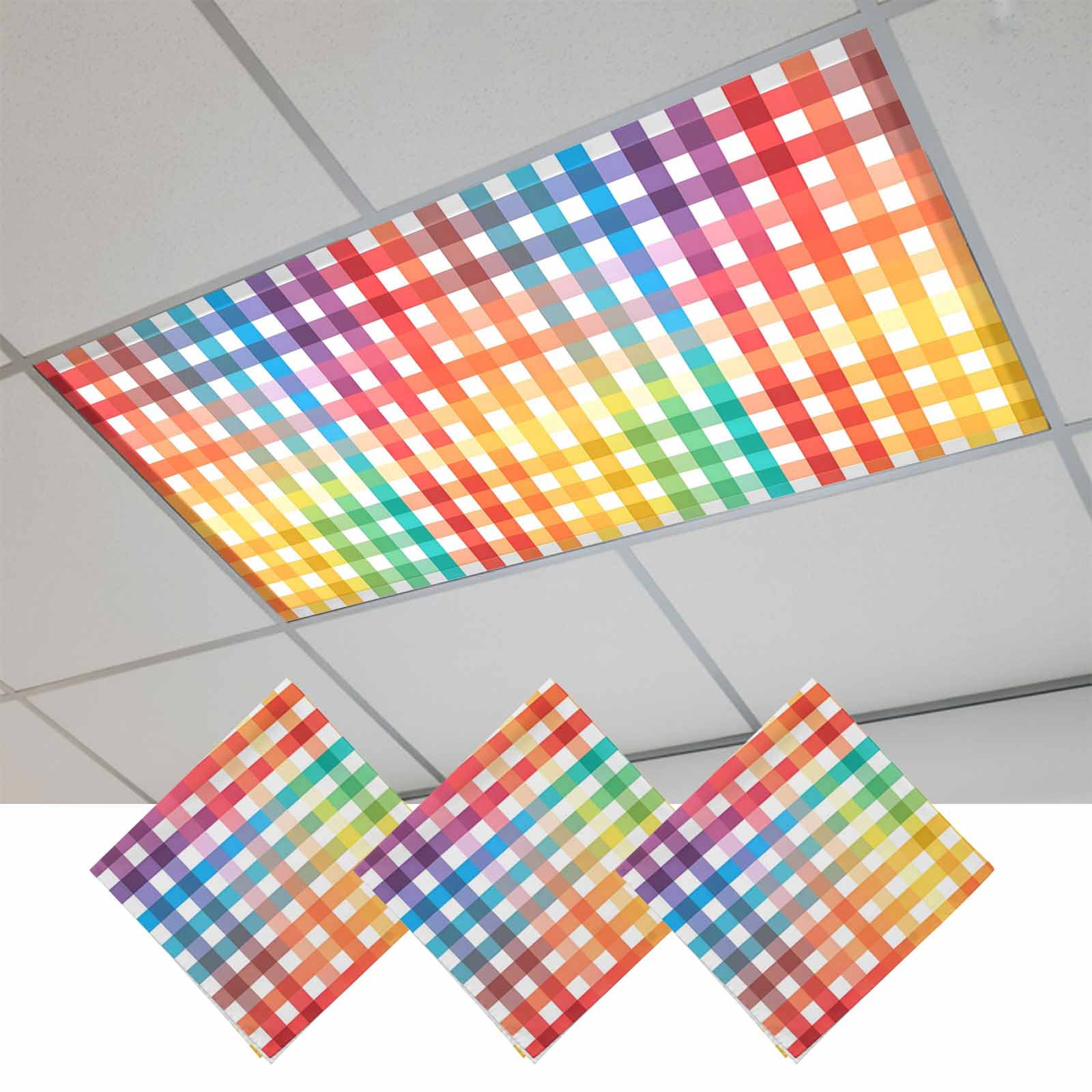 Colorful Stripe Magnetic Fluorescent Light Covers for Ceiling Lights ...