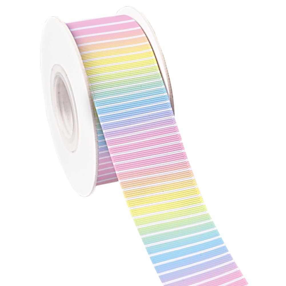 Colorful Stripe Printed Grosgrain Satin Ribbon for Gift Wrapping Hair ...