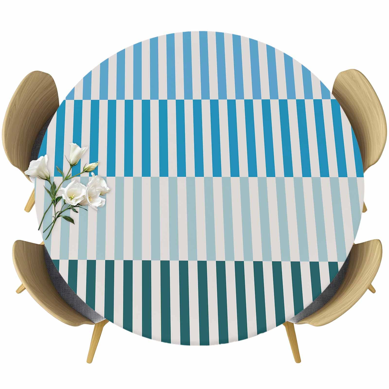 Colorful Stripe Round Tablecloth 36-44 Inch Round Fitted Table Cloth ...