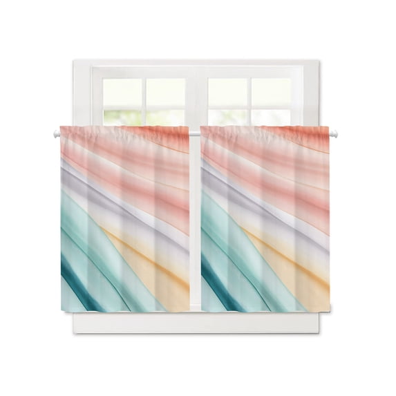 Colorful Stripe Seamless Short Blackout Curtains 36 Inch Long,Low ...