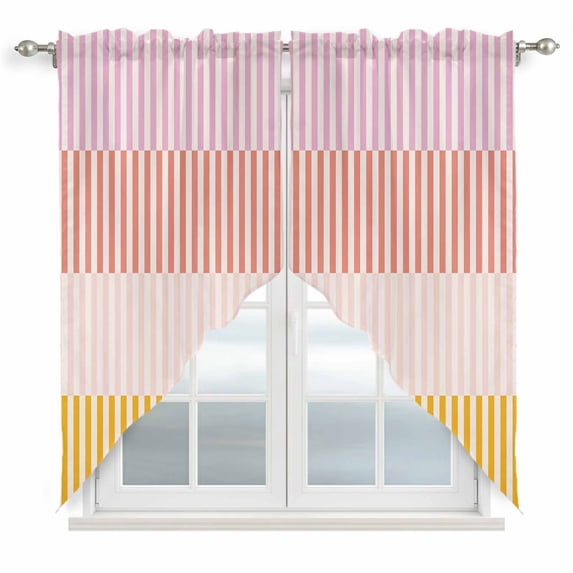 Colorful Stripe Swag Curtains Modern Pink Red Yellow Vertical Striped ...