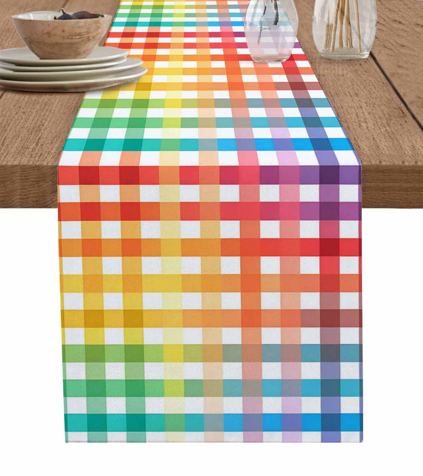Colorful Stripe Table Runner Farmhouse Striped Modern Abstract Art ...