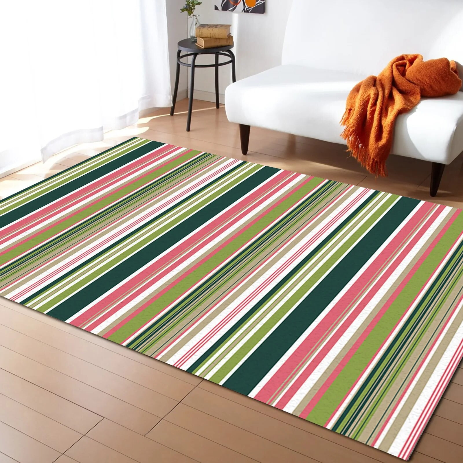 Colorful Stripe Texture Living Room Carpet Coffee Table Floor Mat Study ...