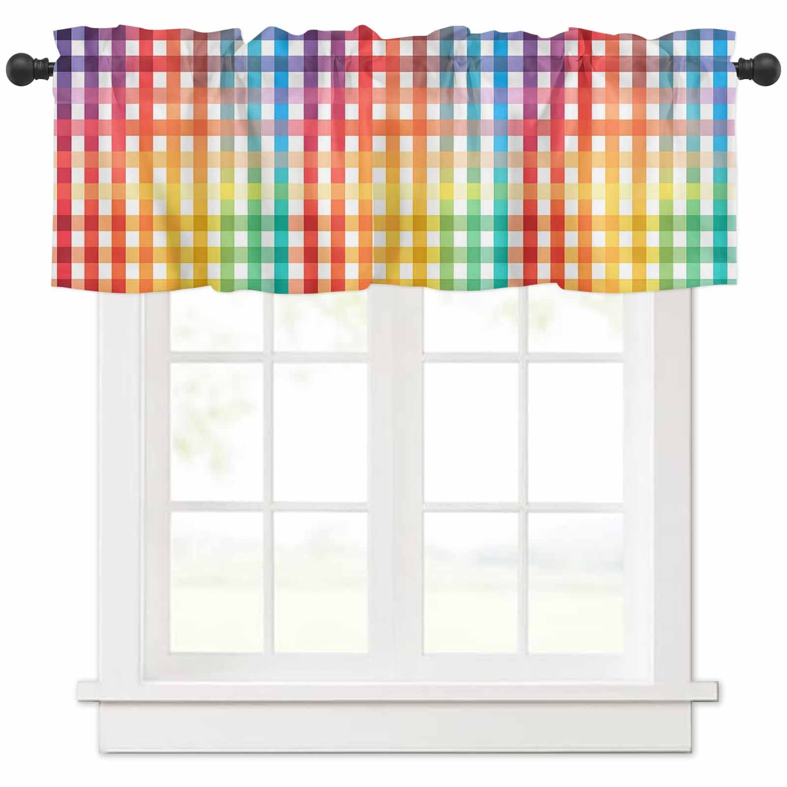 Colorful Stripe Valances for Windows Farmhouse Kitchen Curtains ...