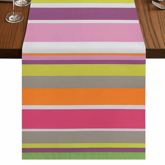 Colorful Striped 48 Inch Table Runner, Farmhouse Modern Stripes Art ...
