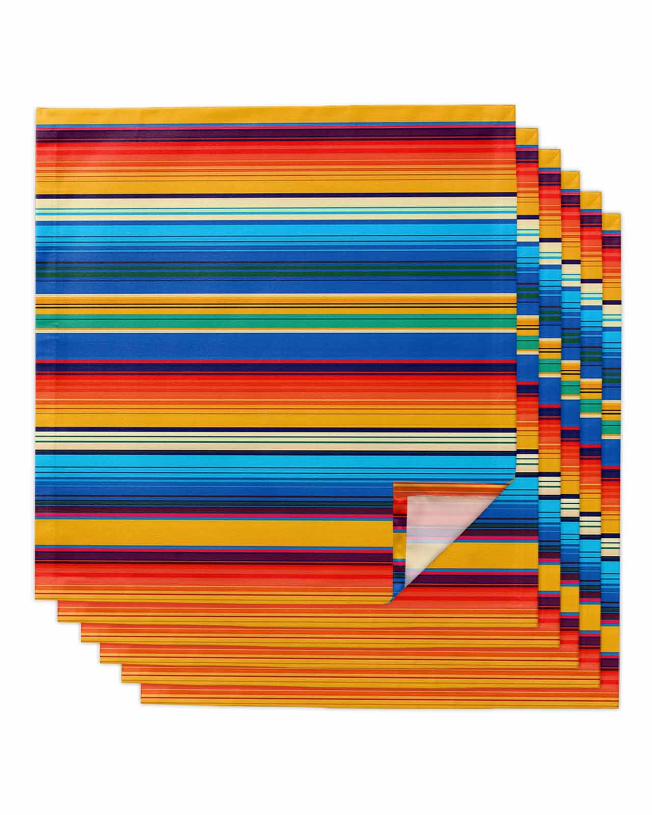 Colorful Striped Cloth Napkins Set of 6 Reusable Dinner Napkins, Boho ...
