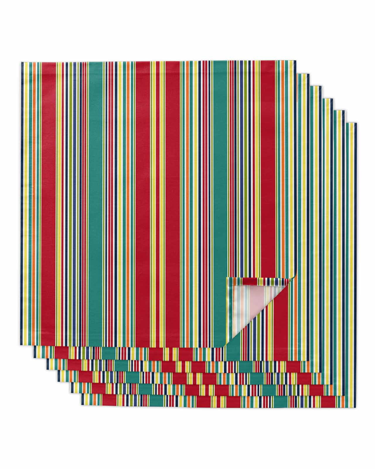 Colorful Striped Cloth Napkins Set of 6 Reusable Dinner Napkins, Boho ...