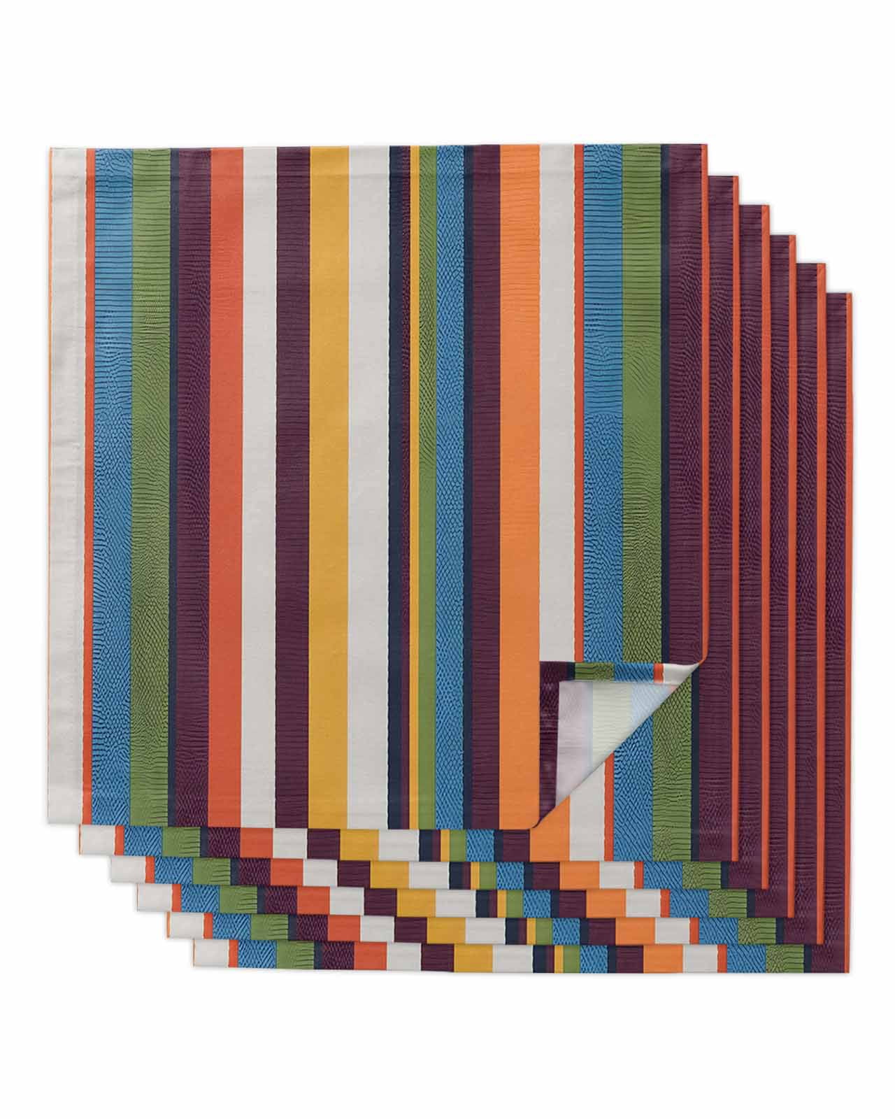 Colorful Striped Cloth Napkins Set of 6 Reusable Dinner Napkins ...
