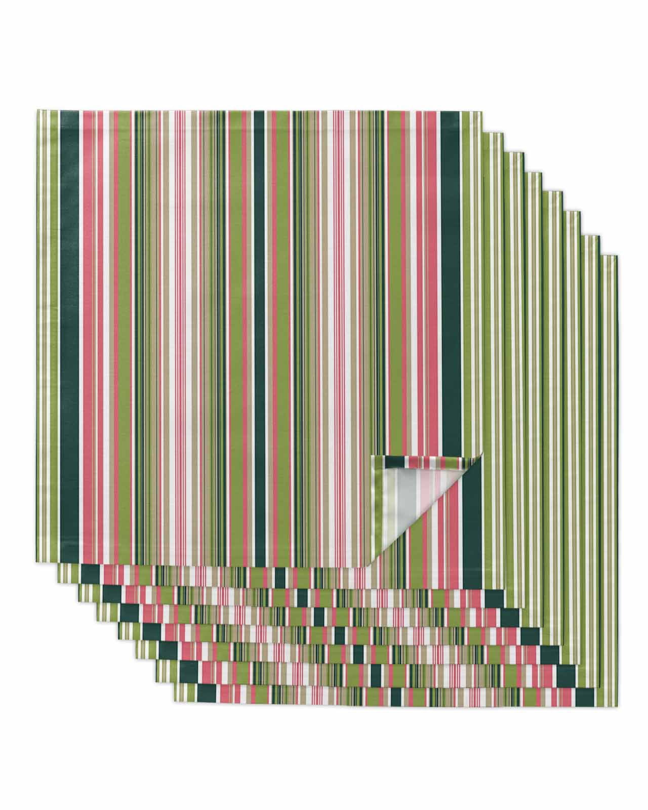 Colorful Striped Cloth Napkins Set of 8 Reusable Dinner Napkins, Sage ...