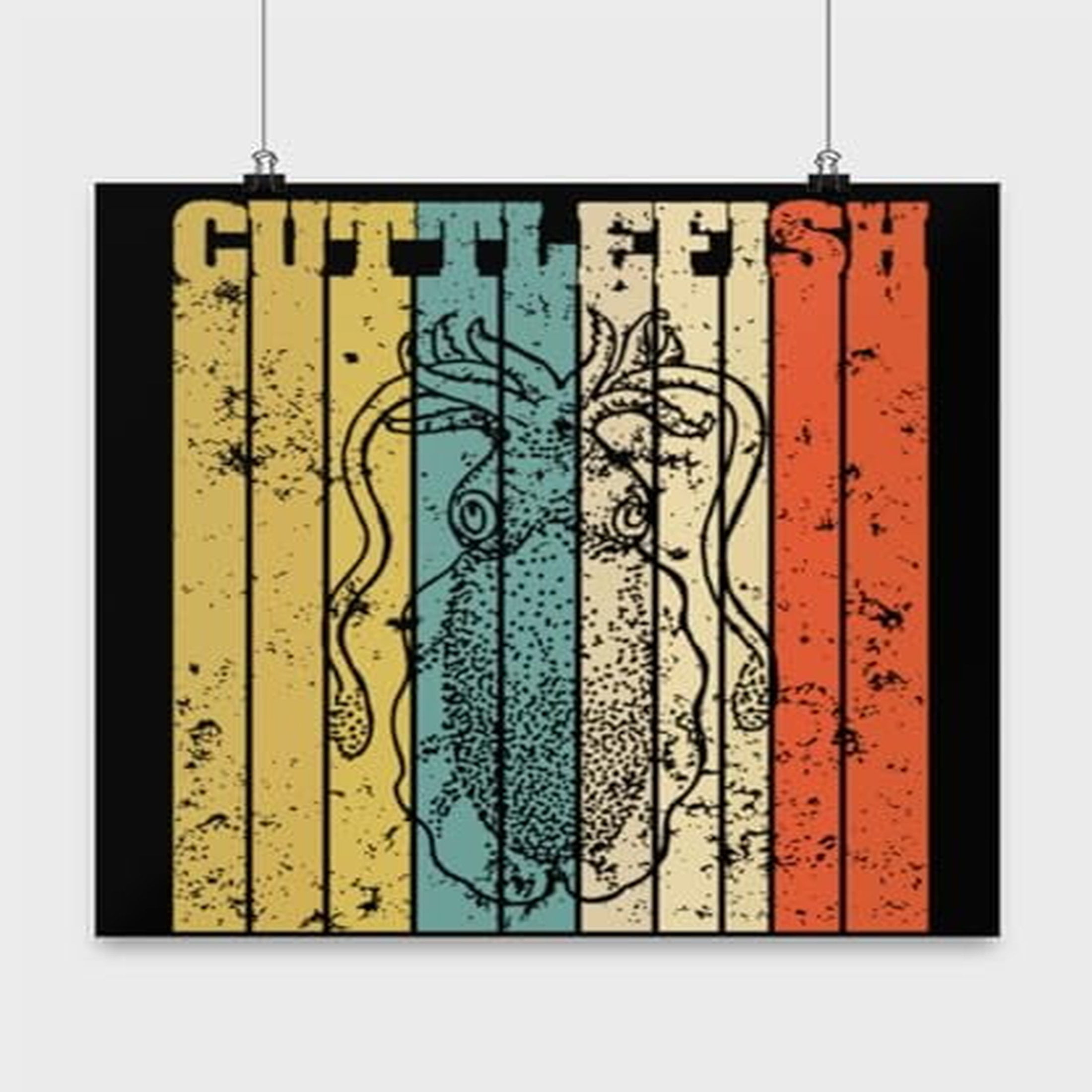 Colorful Striped Cuttlefish Poster - Wall Decor for Ocean Gift ...