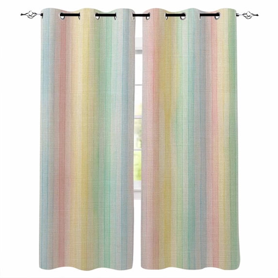 Colorful Striped Kitchen Curtains Farmhouse Vertical Striped Burlap ...