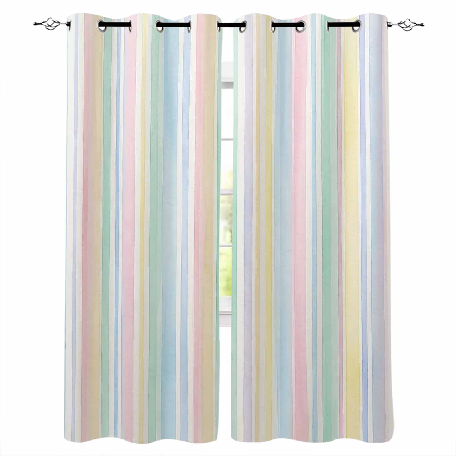 Colorful Striped Kitchen Curtains Modern Vertical Stripes Watercolor ...