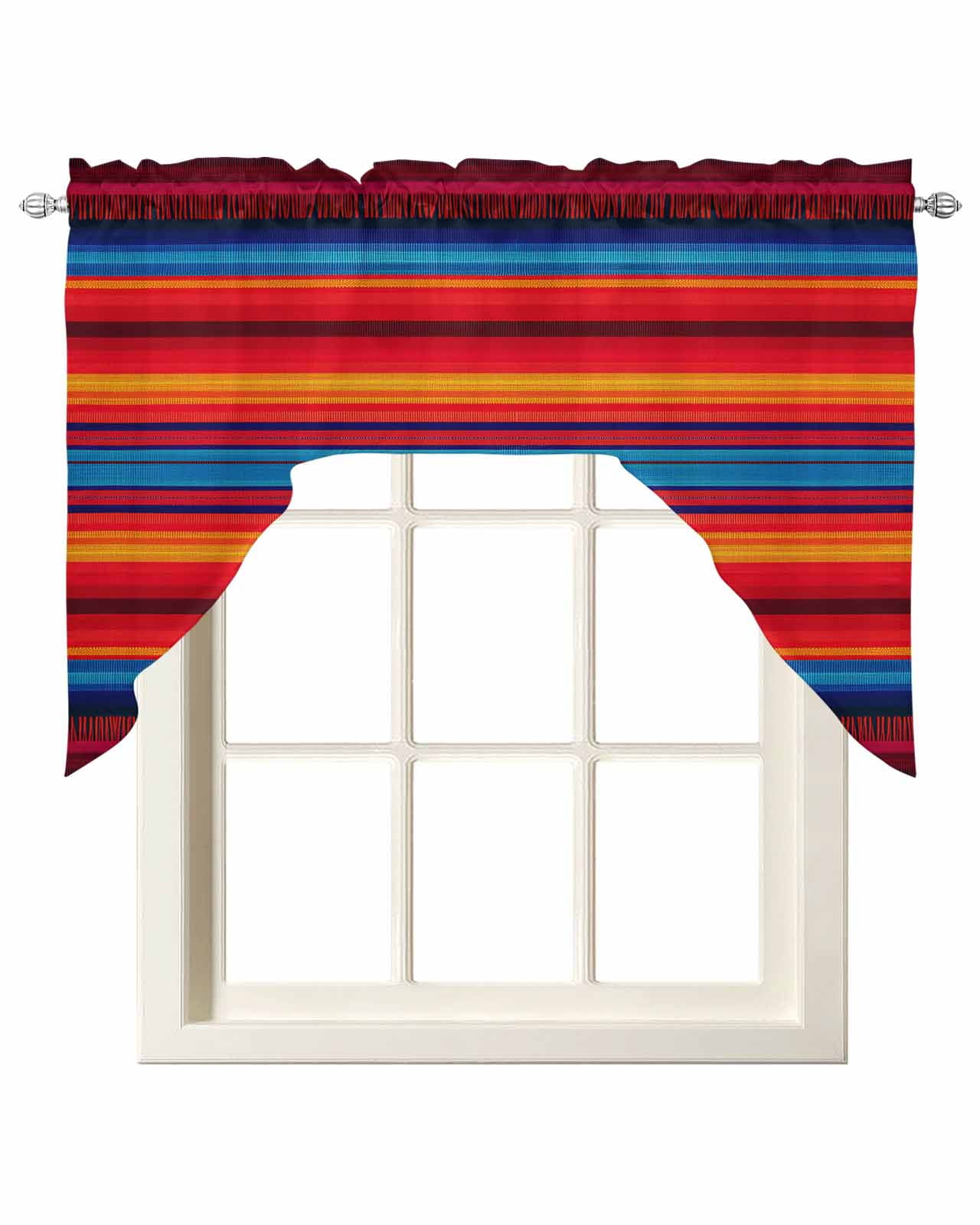 Colorful Striped Kitchen Curtains Swag Valance for Windows/Bathroom ...