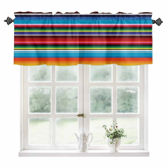 Colorful Striped Kitchen Valances for Windows 42x12 Inch Kitchen ...