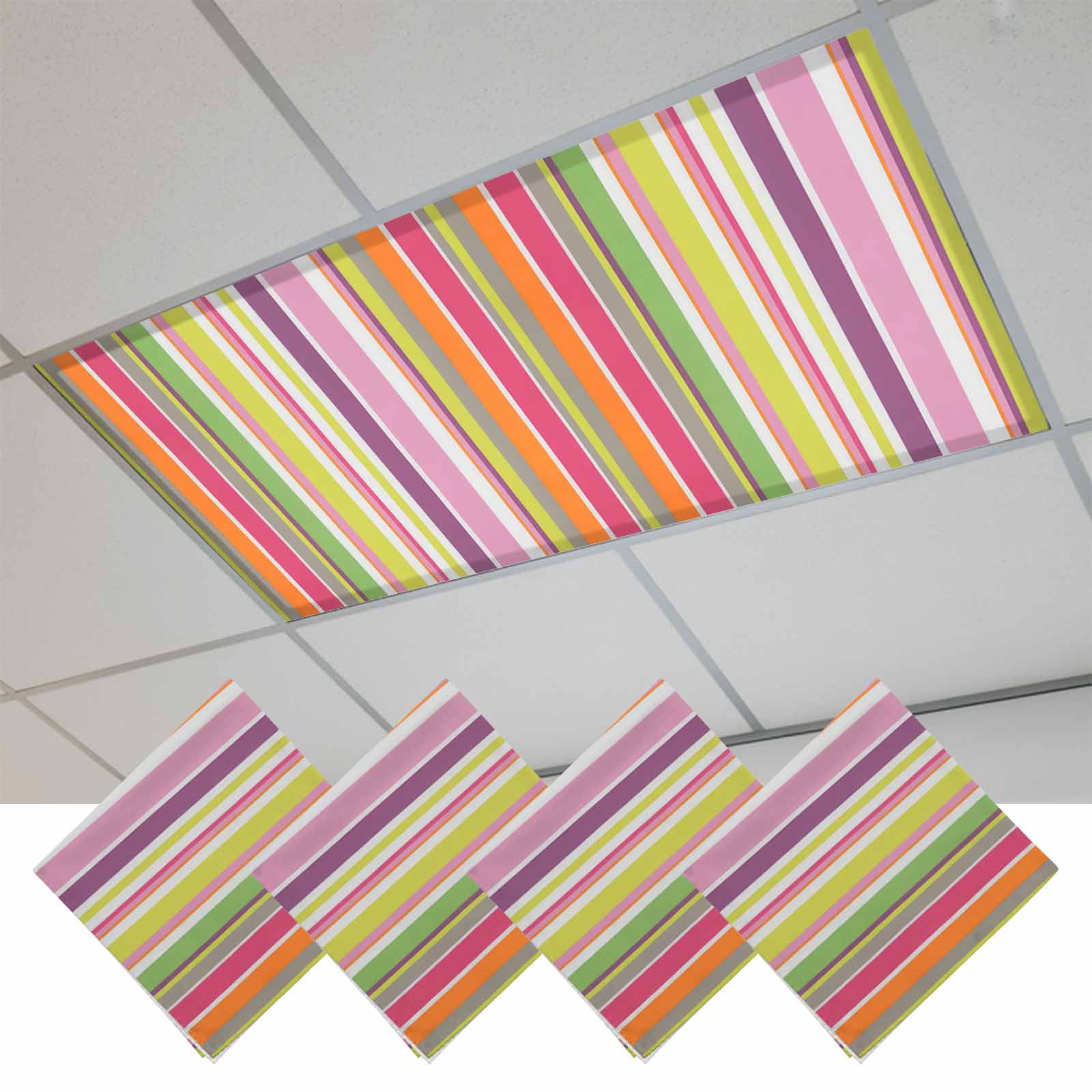 Colorful Striped Magnetic Fluorescent Light Covers for Ceiling Lights 2 ...