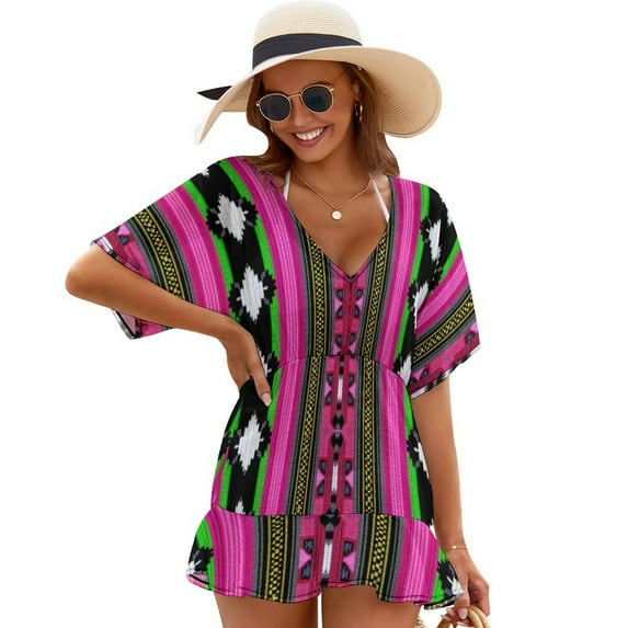 Colorful Striped Patterned Textile Design Women's Luxury Party Dress ...