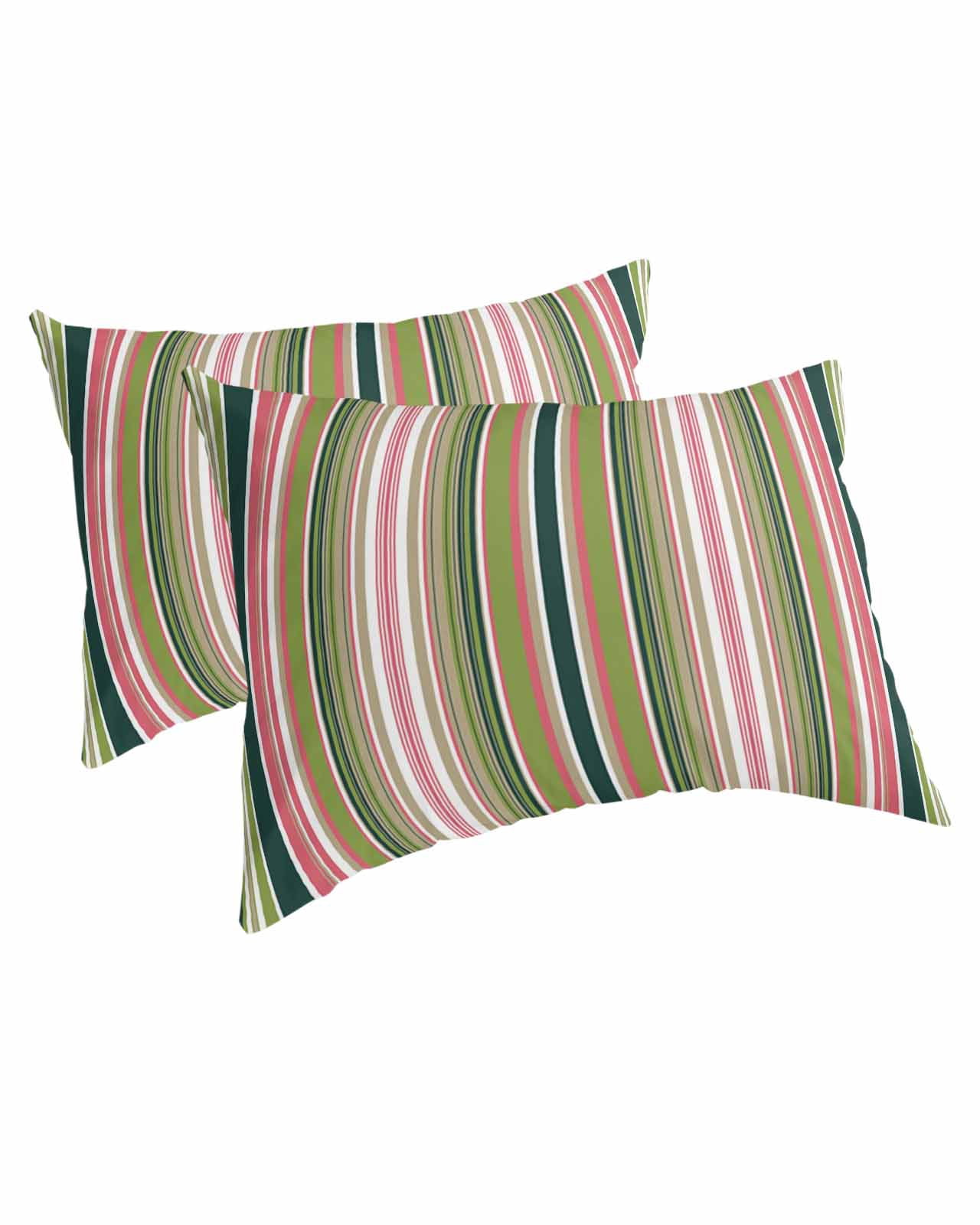 Colorful Striped Pillow Covers King Size 2 Pack, Sage Green Pink White ...