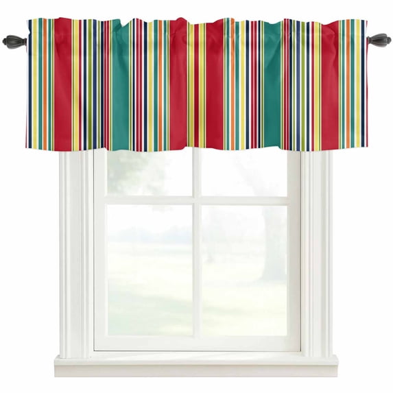 Colorful Striped Rod Pocket Curtain Valance, Boho Rainbow Abstract ...