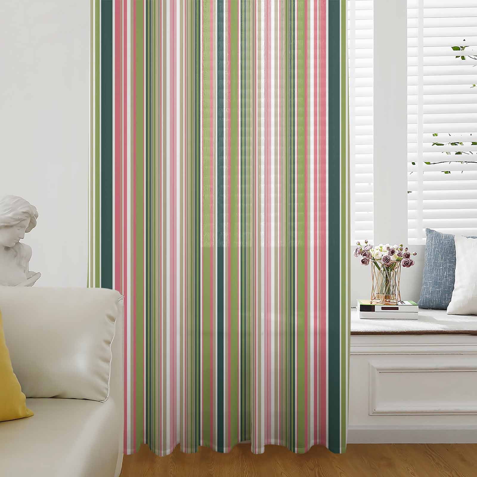 Colorful Striped Semi Sheer Curtains Drapes for Living Room,Bedroom ...
