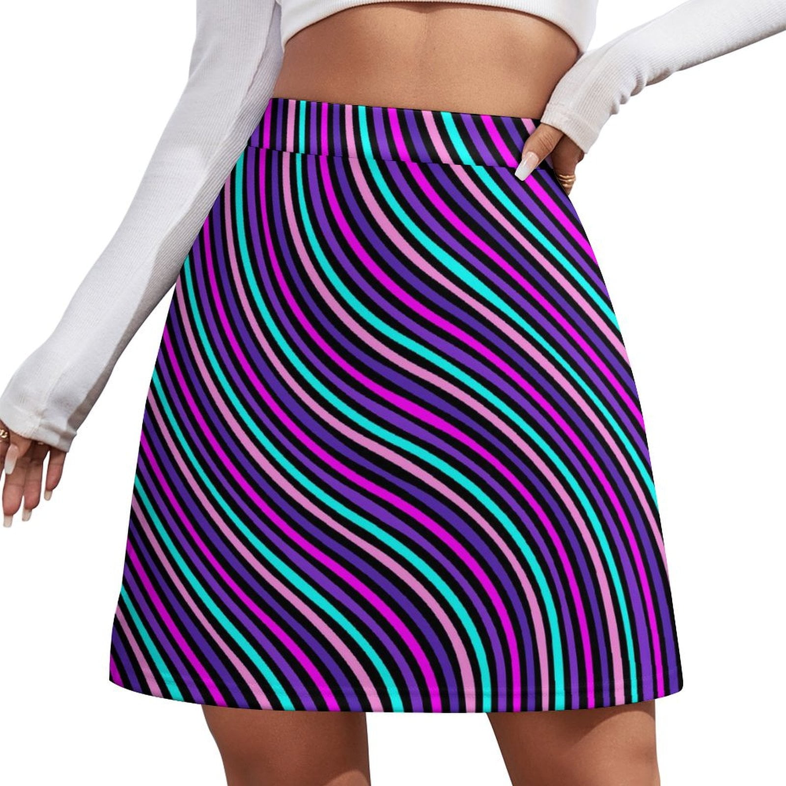 Colorful Striped Skirt and Red Curves Modern Mini Skirts Summer High ...