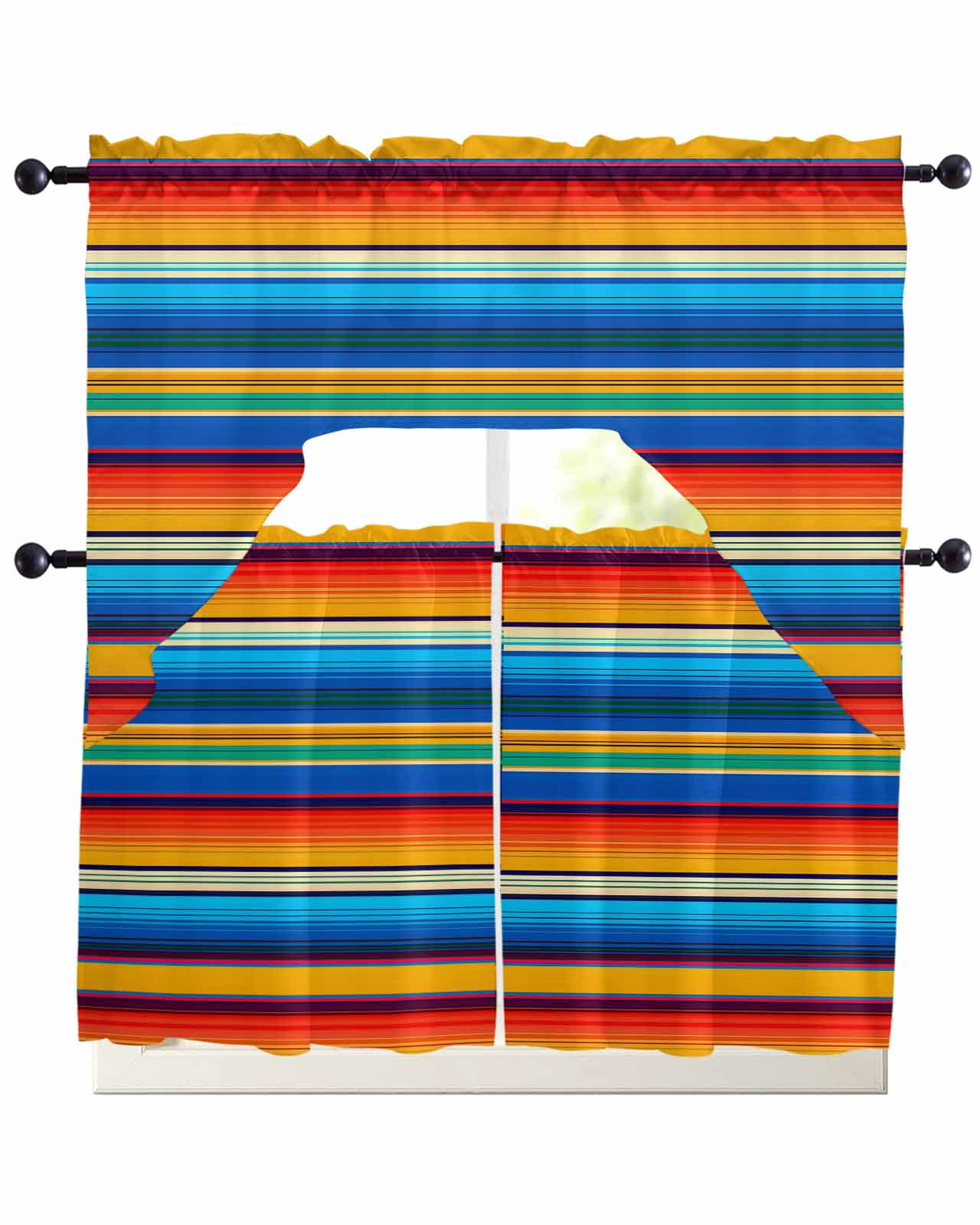 Colorful Striped Swag Curtains for Living Room/Bedroom Windows, Boho ...