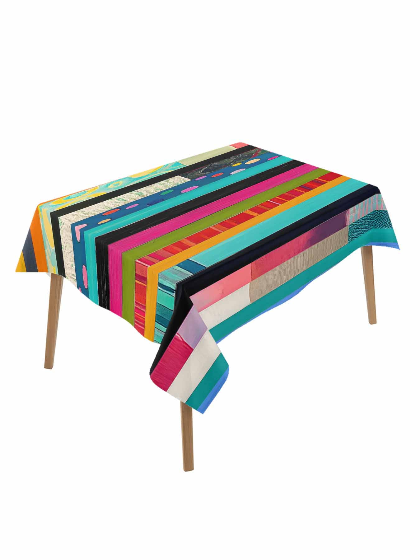 Colorful Striped Table Cloth, Modern Abstract Art Retro Waterproof ...