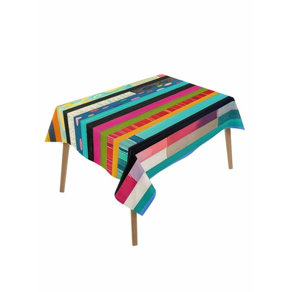 Colorful Striped Table Cloth, Modern Abstract Art Retro Waterproof ...