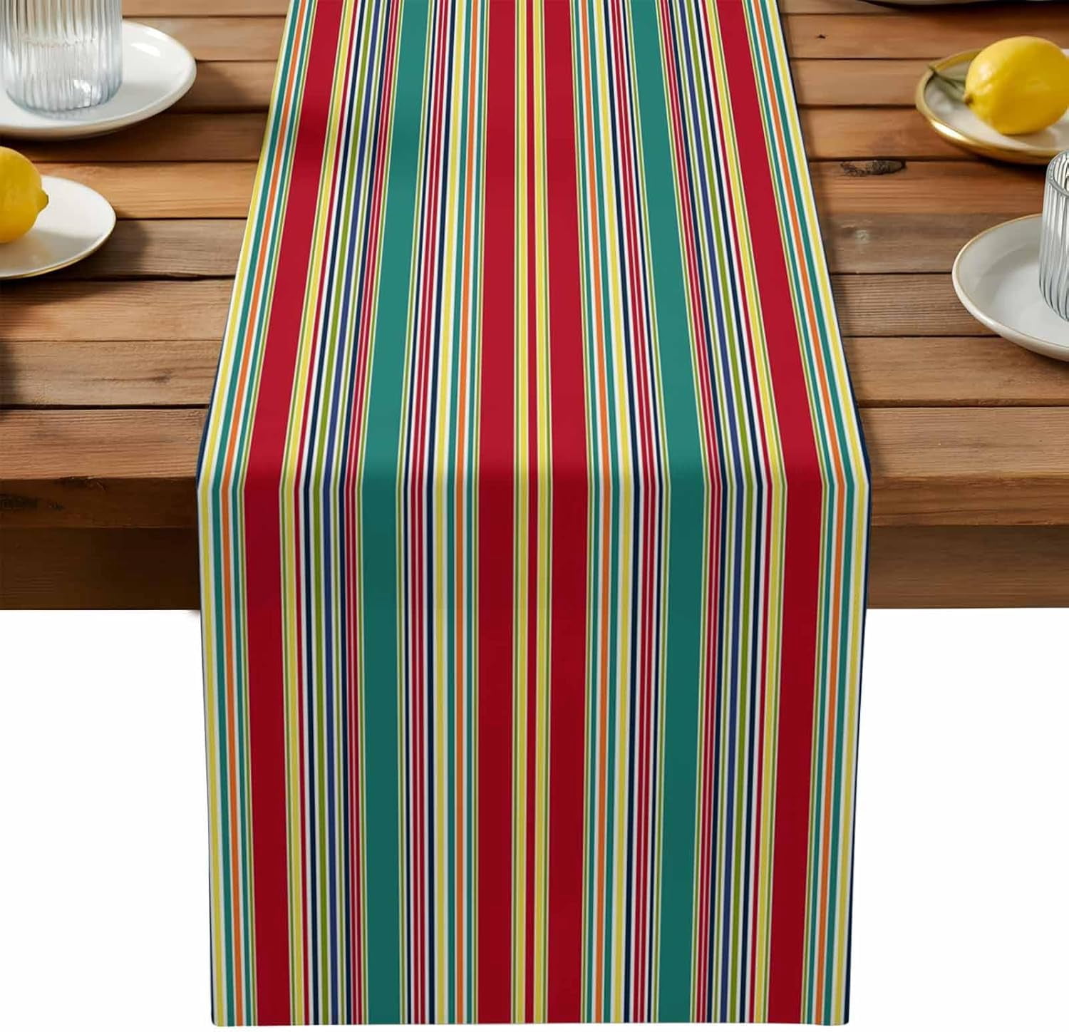 Colorful Striped Table Runner Boho Rainbow Abstract Vertical Lines ...
