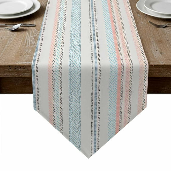 Colorful Striped Table Runner Linen Burlap Table Runner 36 Inches Small ...