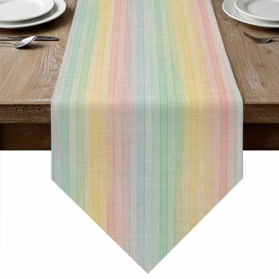 Colorful Striped Table Runner Linen Burlap Table Runner 60 Inches Long ...