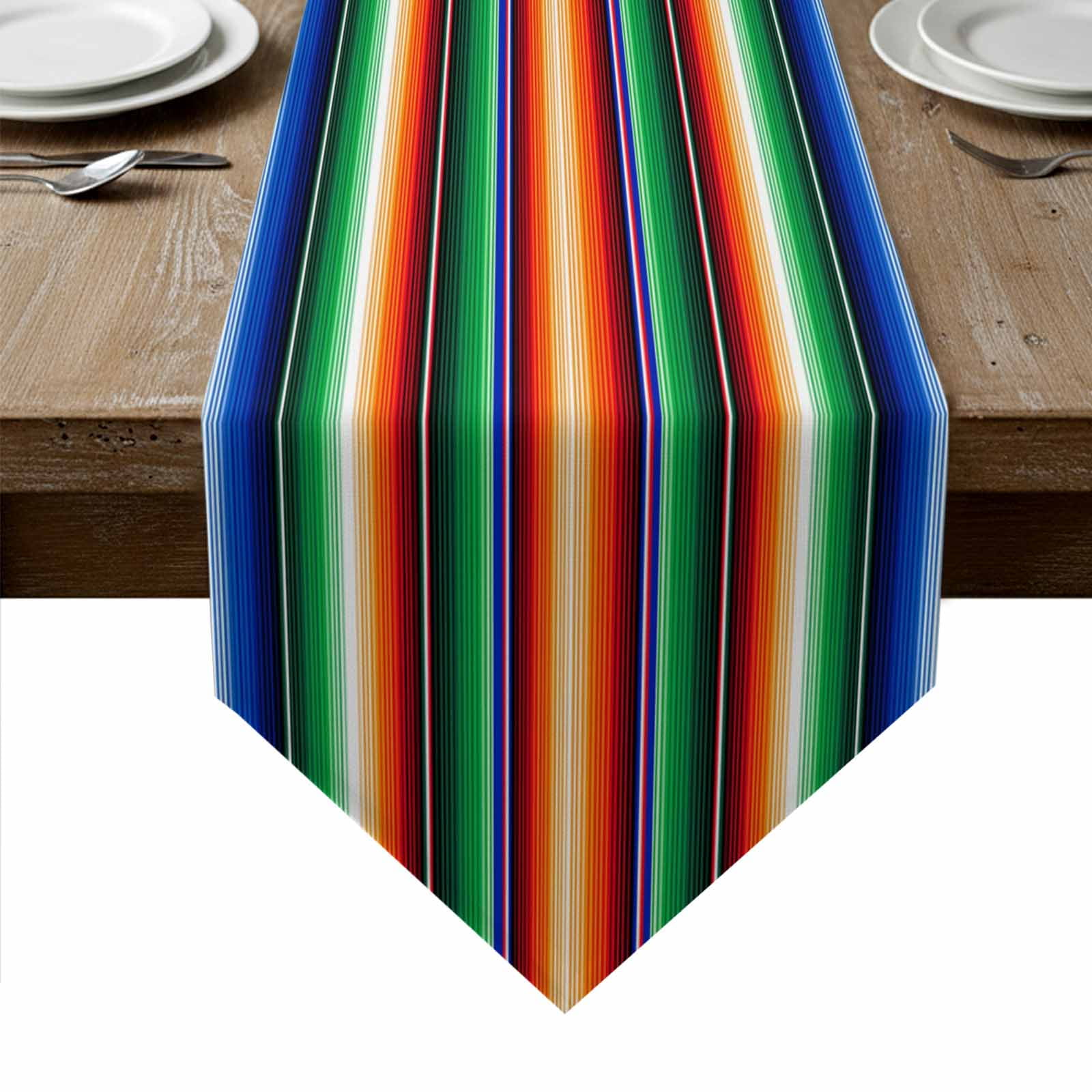 Colorful Striped Table Runner Linen Burlap Table Runner 72 Inches Long ...