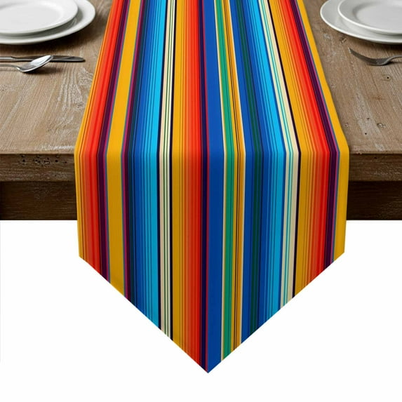 Colorful Striped Table Runner Linen Burlap Table Runner 72 Inches Long ...