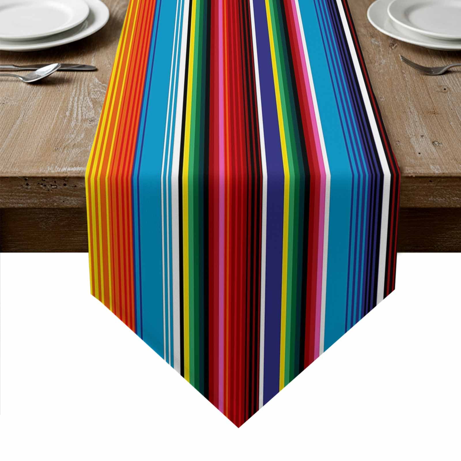 Colorful Striped Table Runner Linen Burlap Table Runner 72 Inches Long ...
