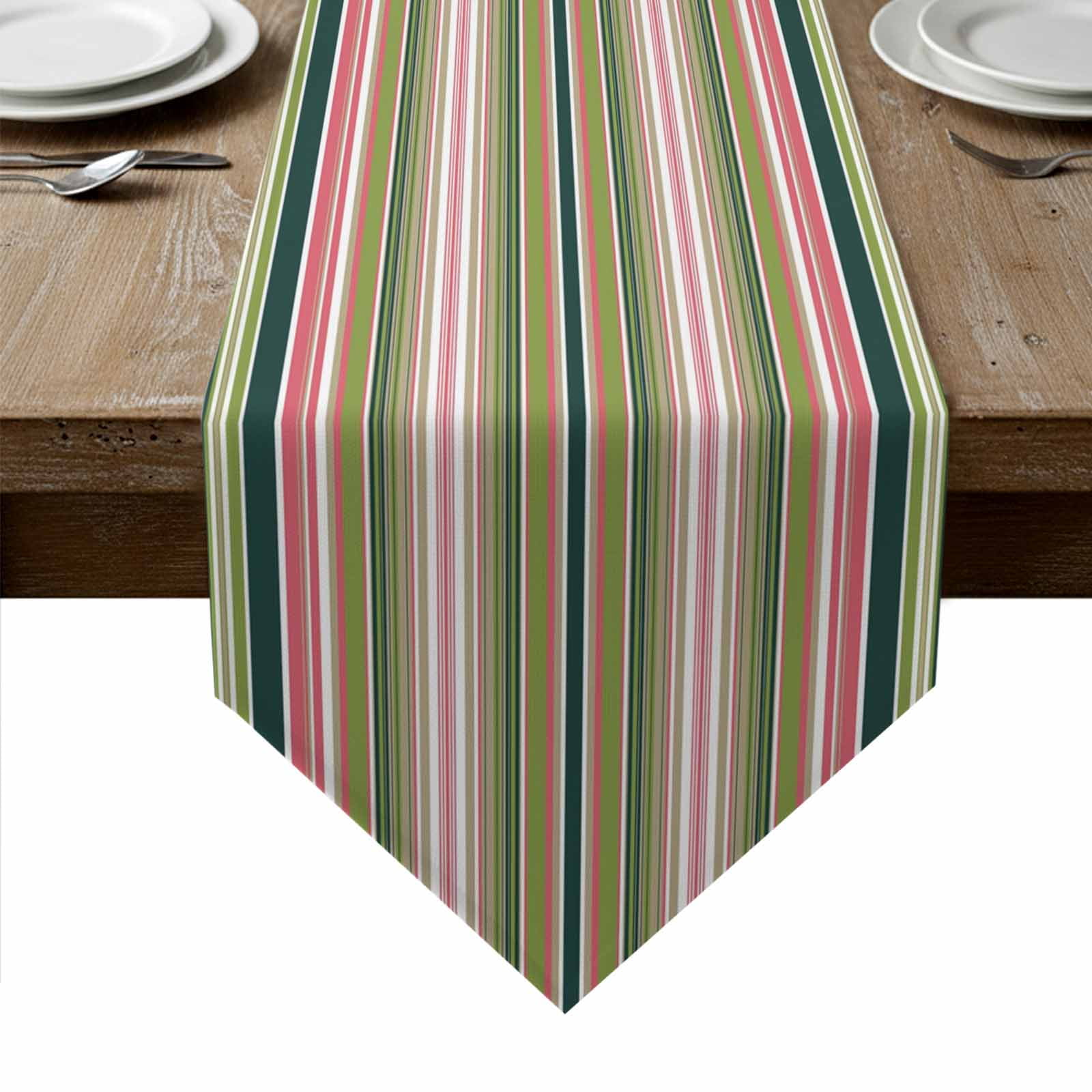 Colorful Striped Table Runner Linen Burlap Table Runner 72 Inches Long ...