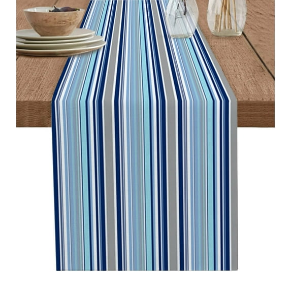 Colorful Striped Texture Table Runner Cotton Linen Wedding Dinner r ...