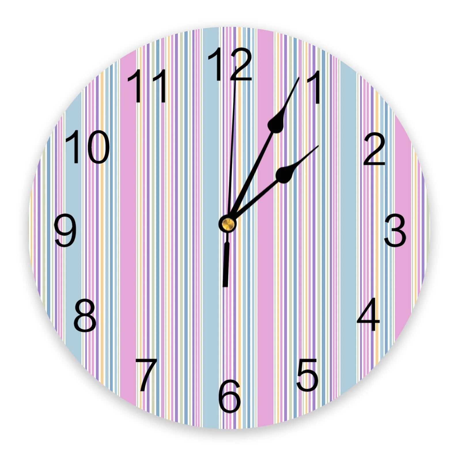 Colorful Striped Texture Wall Clock Large Modern Kitchen Dinning Round ...