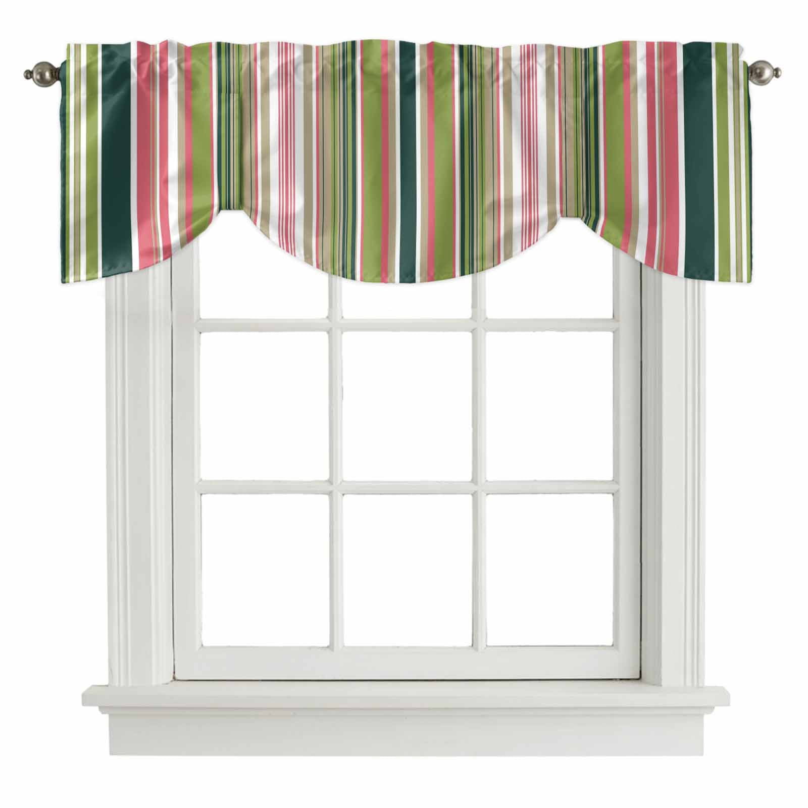 Colorful Striped Tie Up Valance Curtains for Windows, Kitchen Curtains ...