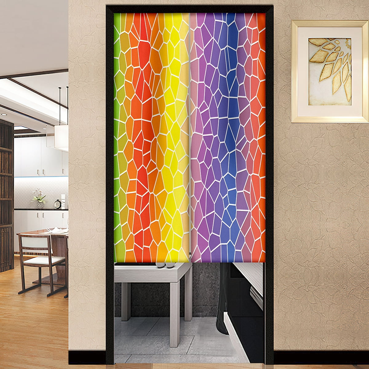 Colorful Striped Waves Print Door Curtain Kids Bedroom Kitchen Japanese ...