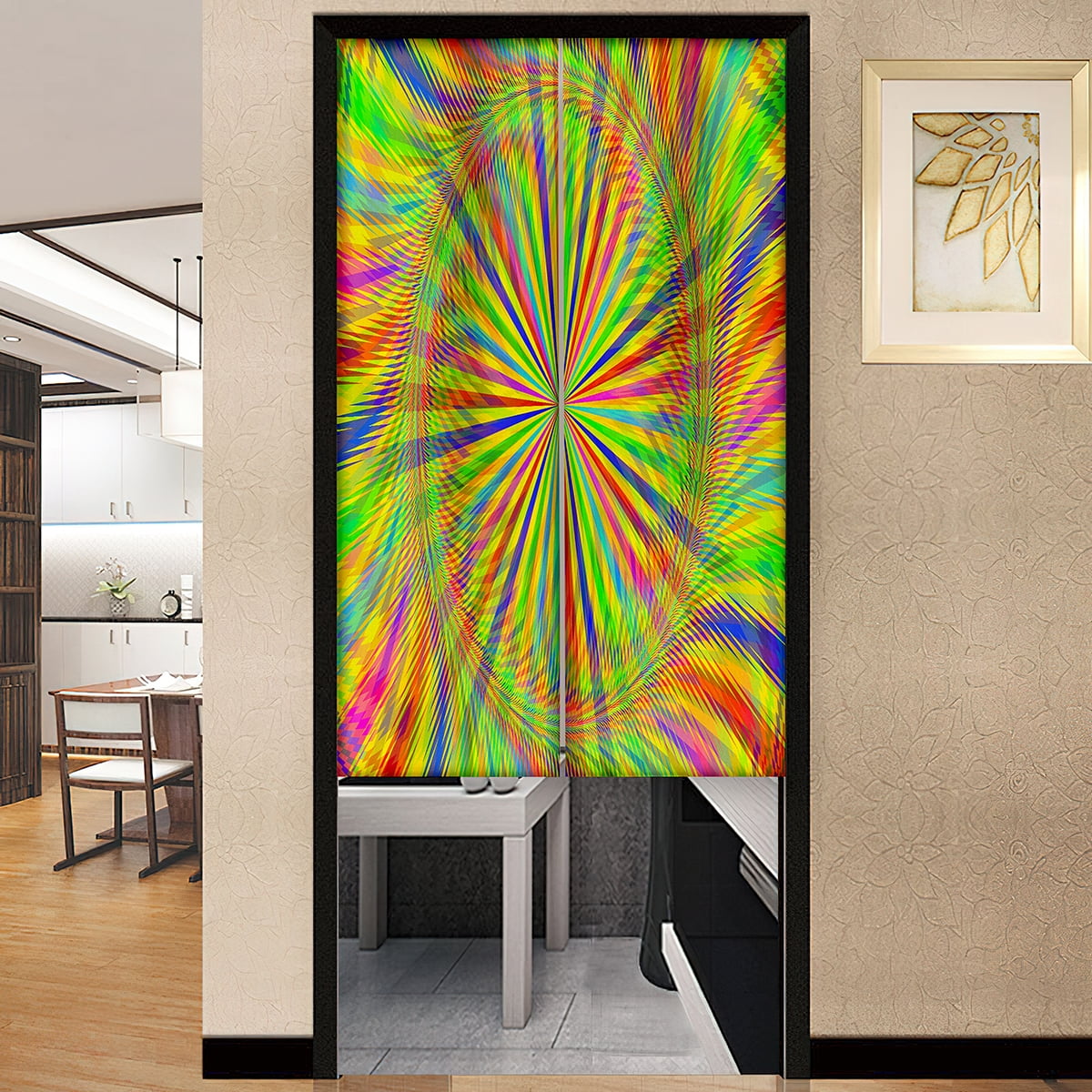 Colorful Striped Waves Print Door Curtain Kids Bedroom Kitchen Japanese ...