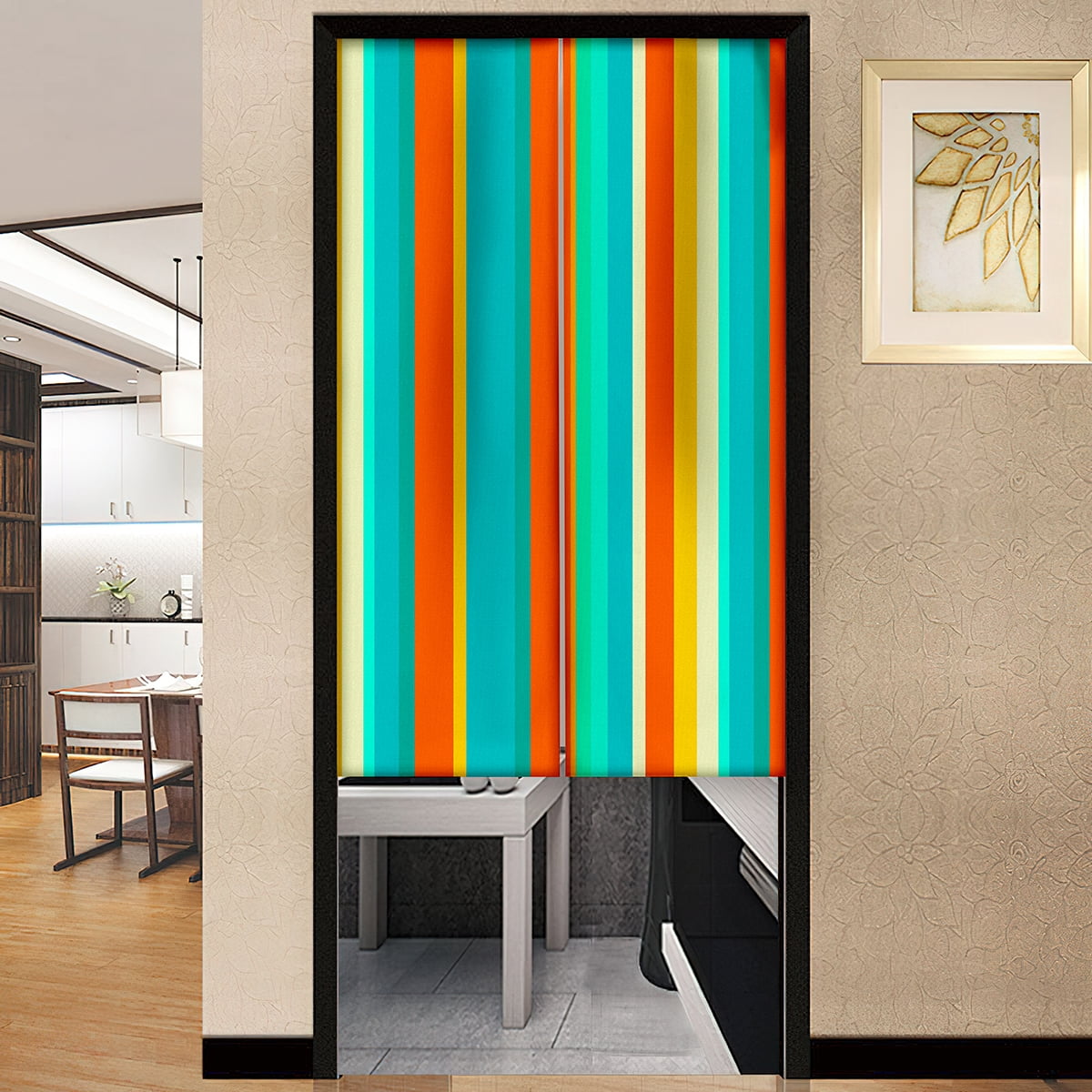 Colorful Striped Waves Print Door Curtain Kids Bedroom Kitchen Japanese ...