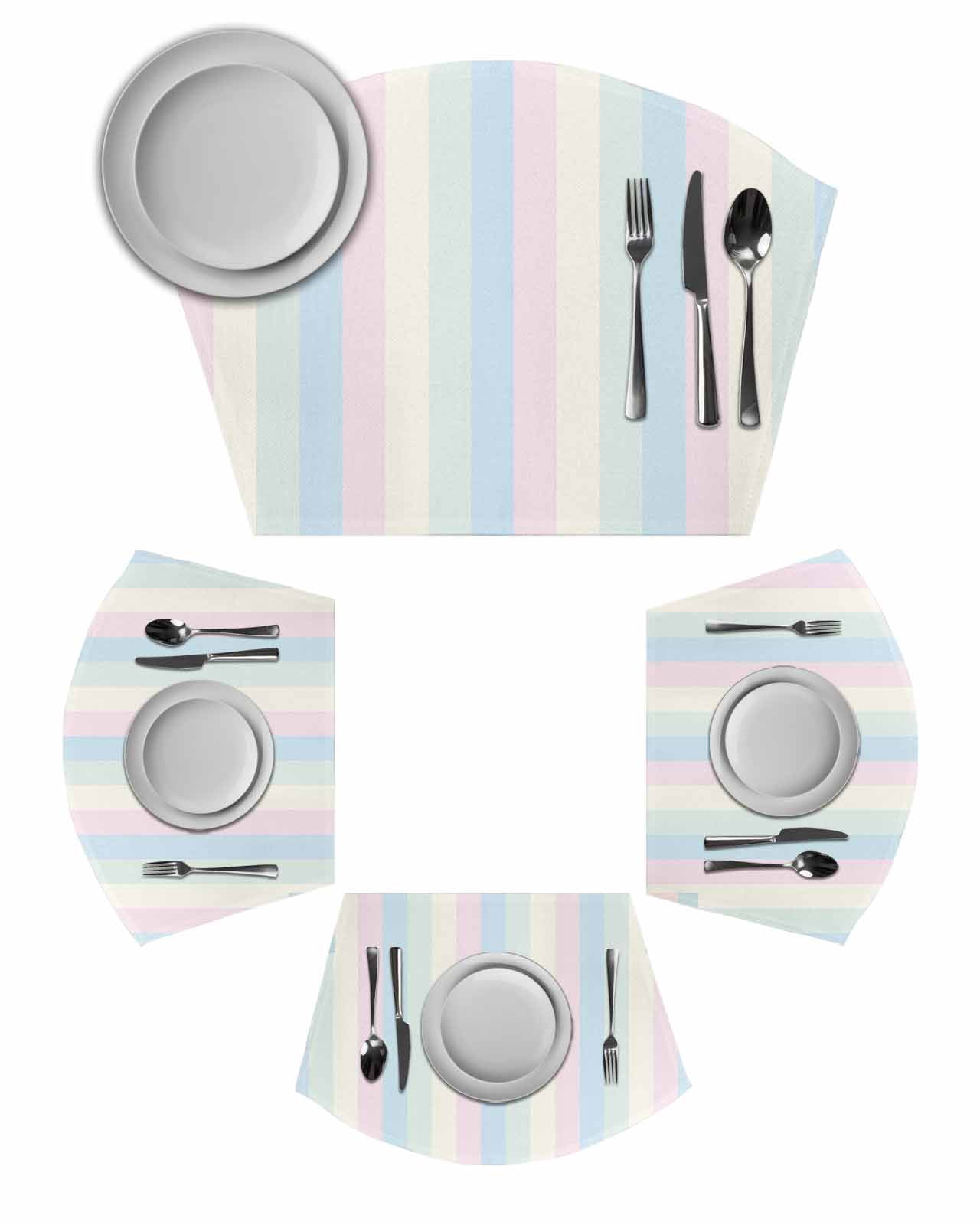 Colorful Striped Wedge Shaped Placemats Set of 2, Cotton Linen Fan ...