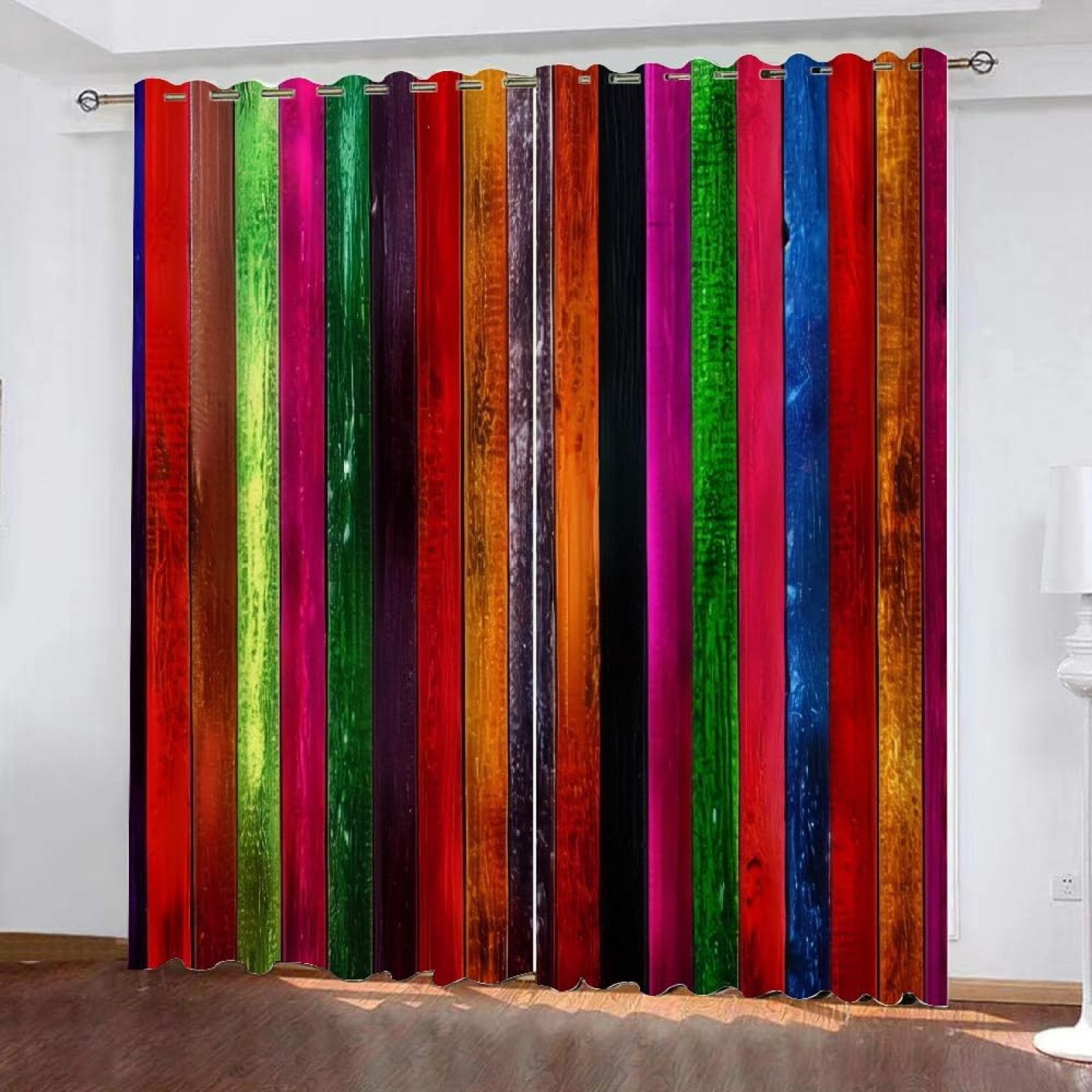 Colorful Stripes Blackout Curtains Abstract Art Vertical Lines 3D ...