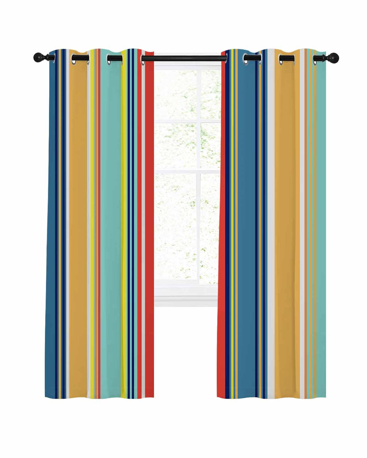 Colorful Stripes Blackout Curtains, Light Blocking Print Window ...