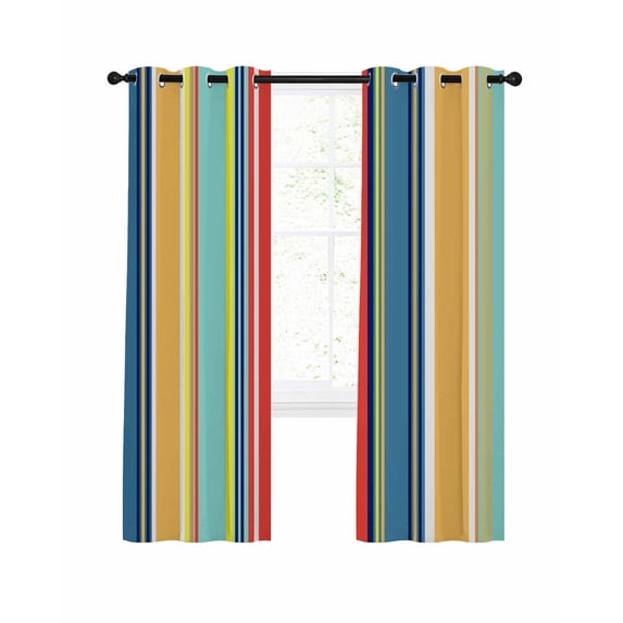 Colorful Stripes Blackout Curtains, Light Blocking Print Window ...