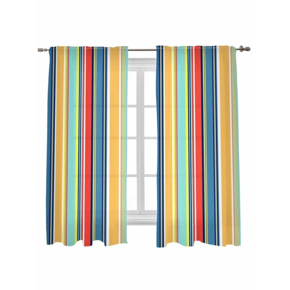 Colorful Stripes Curtains 72 Inch Length, Sheer Curtains for Bedroom ...