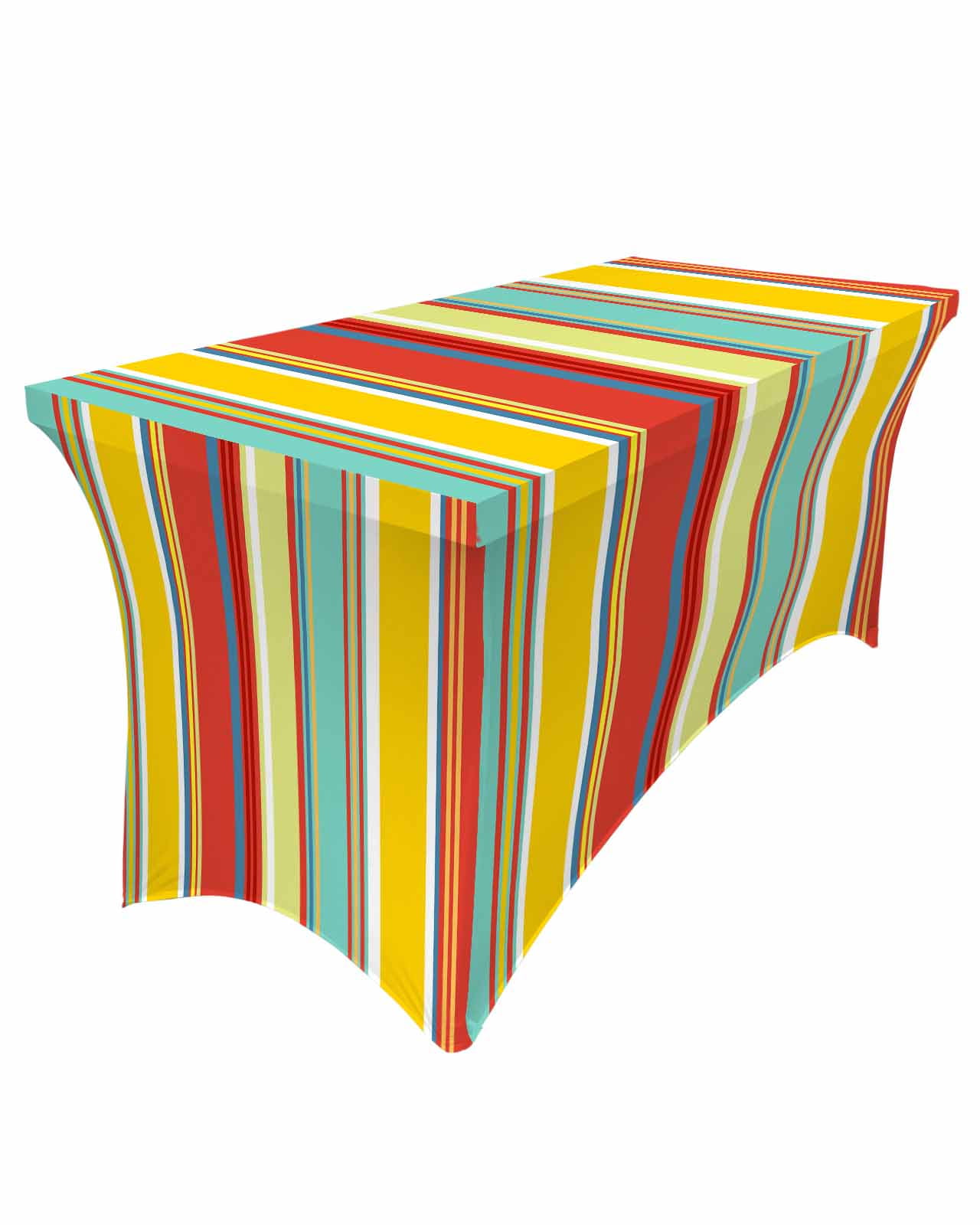 Colorful Stripes Elastic Table Skirt Wedding Birthday Table ration ...