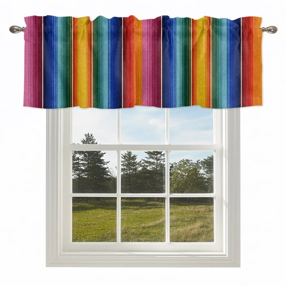 Colorful Stripes Gradient Rainbow Valances for Windows Mexican Line Rod ...